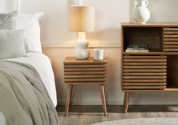 Aksel Wood Bedside Table Furniture Village