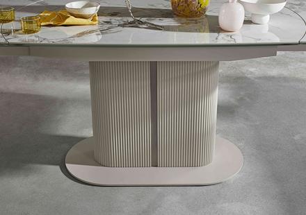 Avorio Swivel Extending Dining Table and 4 Cantilever Dining Chairs Set ...