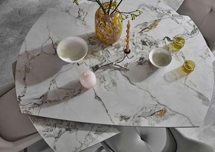 Avorio Swivel Extending Dining Table and 4 Cantilever Dining Chairs Set ...