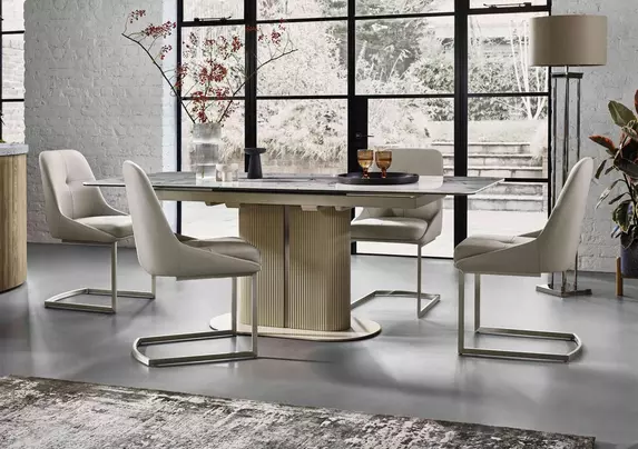 Avorio Small Pop Up Extending Dining Table and 4 Dining Chairs Furniture Village