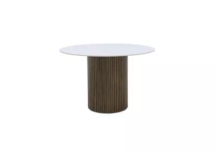 Cortado Round Dining Table with 4 Metal Leg Dining Chairs - Furniture ...