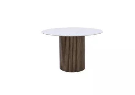 Cortado Round Dining Table with 4 Metal Leg Dining Chairs - Furniture ...