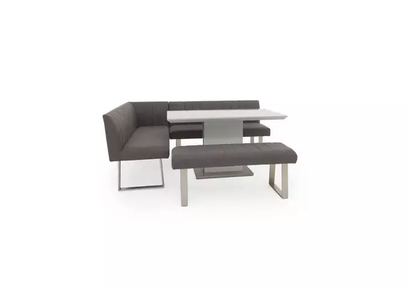 Grigio Fixed Dining Table Left Hand Facing Corner Bench and Small Standard Bench Dining Set Furniture Village