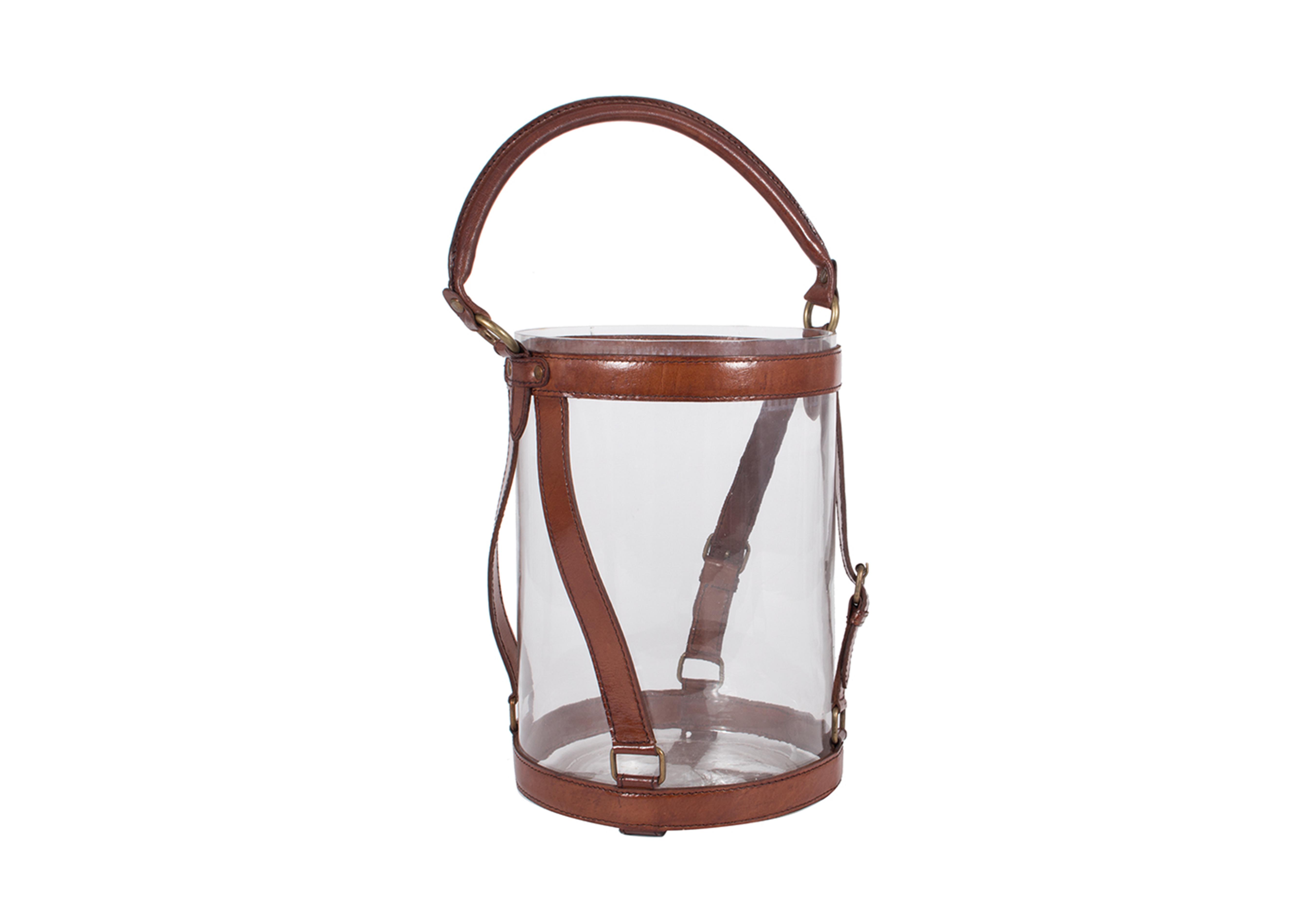 Tan Medium Leather Lantern - Furniture Village