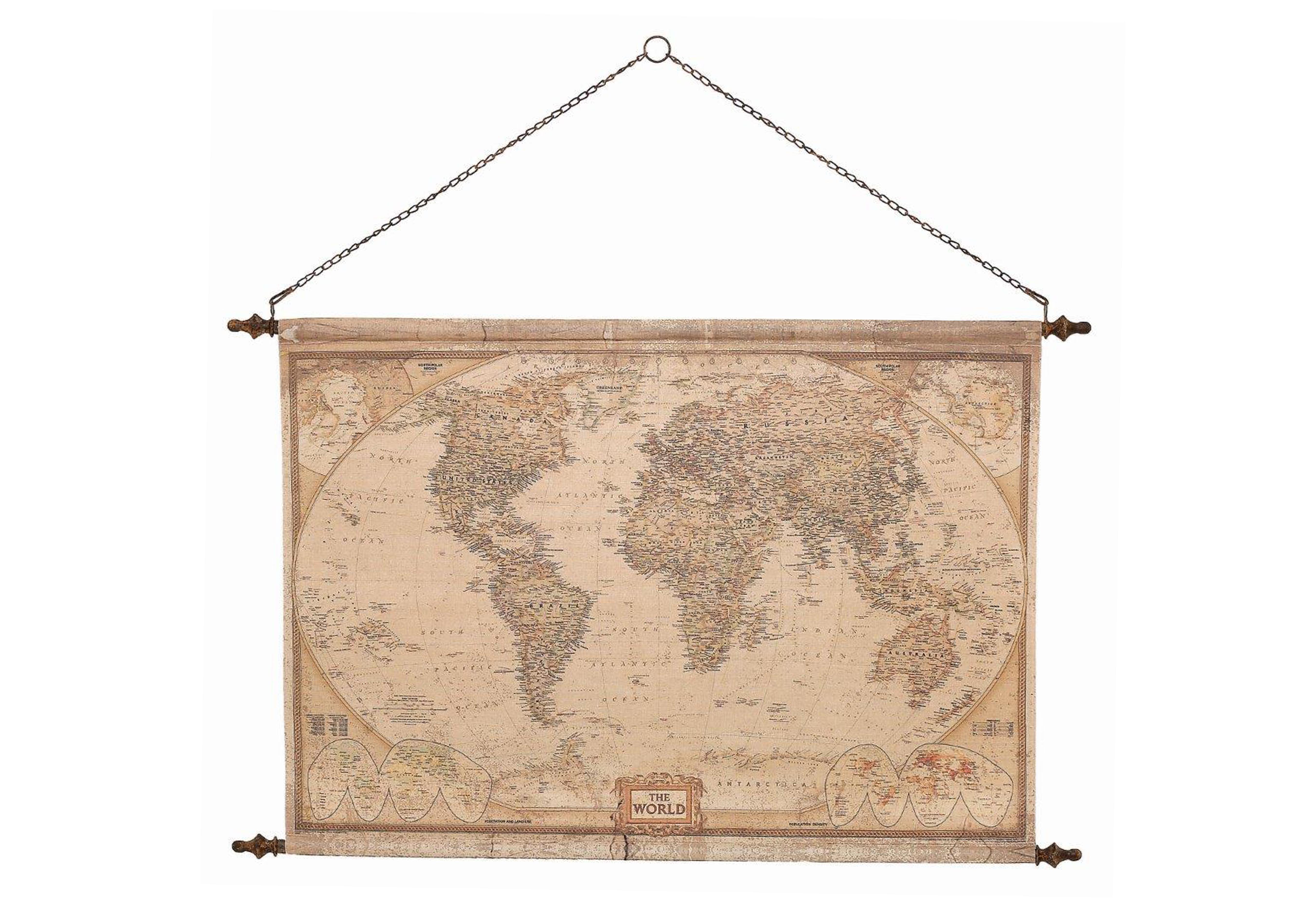 Vintage Hanging Wall Map - Furniture Village