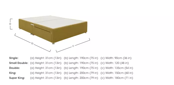 King size divan base size store