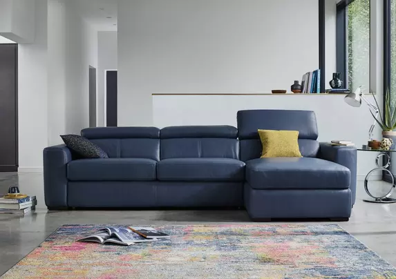 Infinity Leather Corner Chaise Sofa with Storage