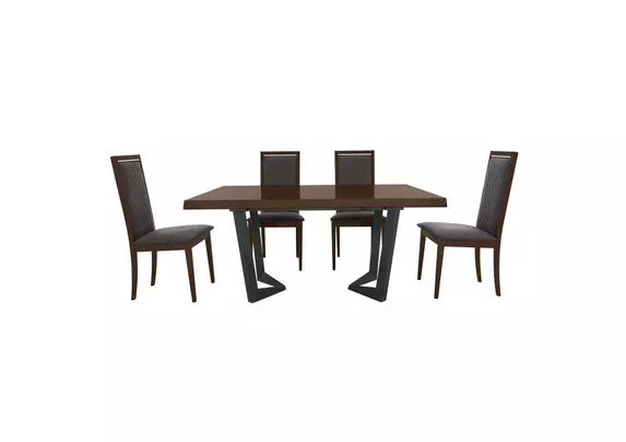 Palazzo 200cm Extending Dining Table in Dark Walnut with 4 Rombi Dining Chairs