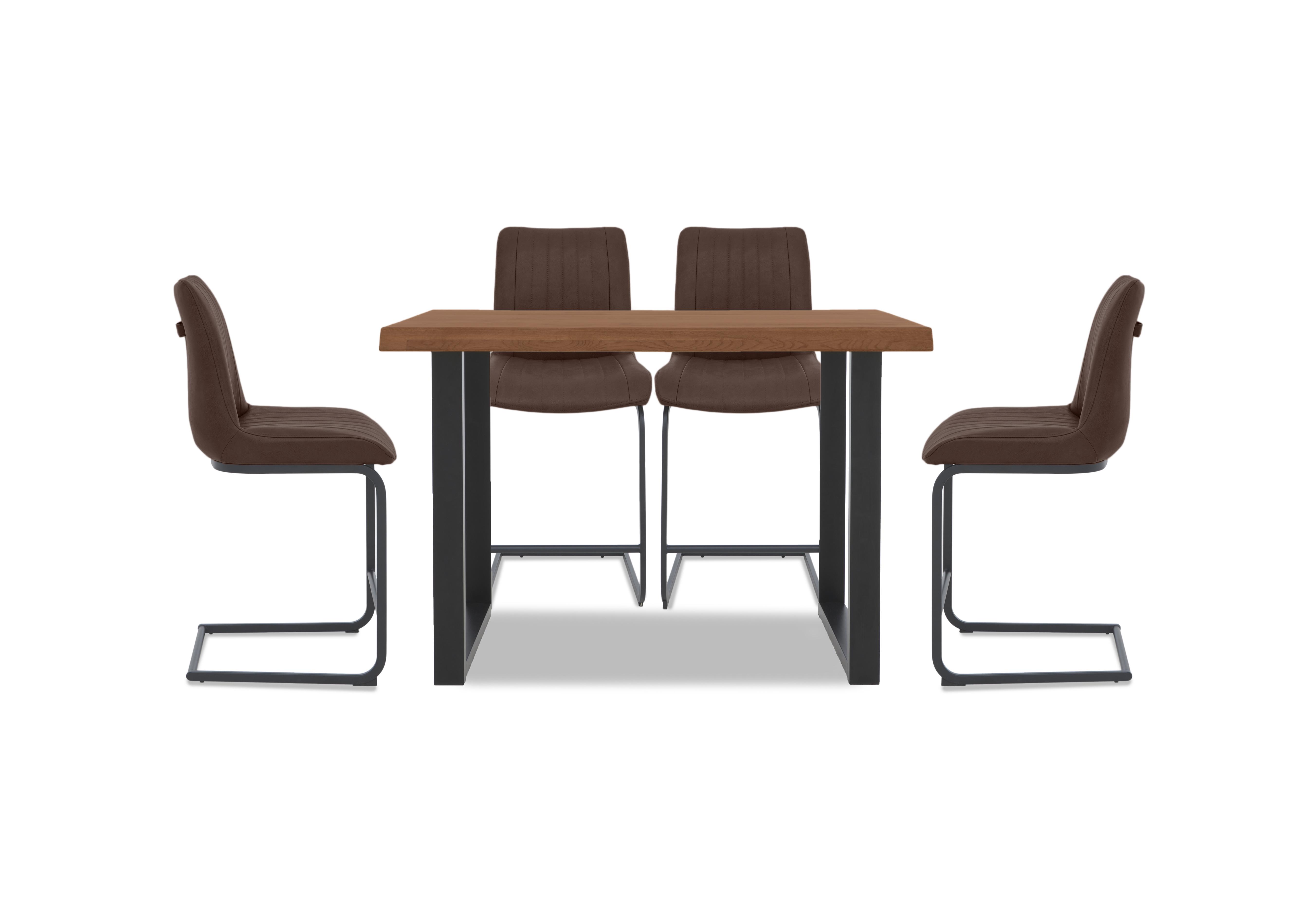 Compact Terra Raw Edge Bar Table with U-Shaped Legs and 4 Cognac Terra ...