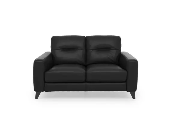 Black leather two seater sofa store