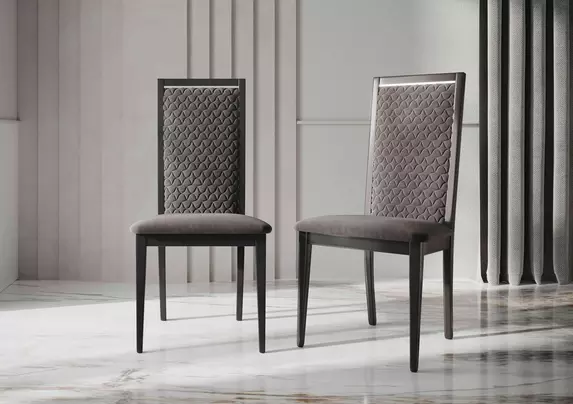 Vita Wooden Dining Chair with Patterned Upholstered Back
