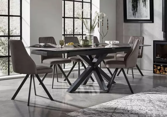 Grey extending dining table and chairs store
