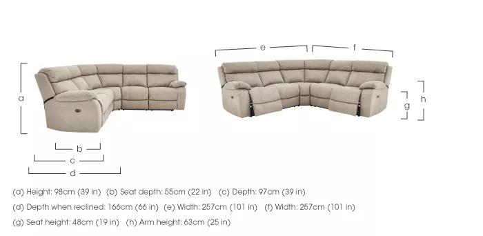 Moreno Fabric Power Recliner Corner Sofa with Power Headrests Furniture Village