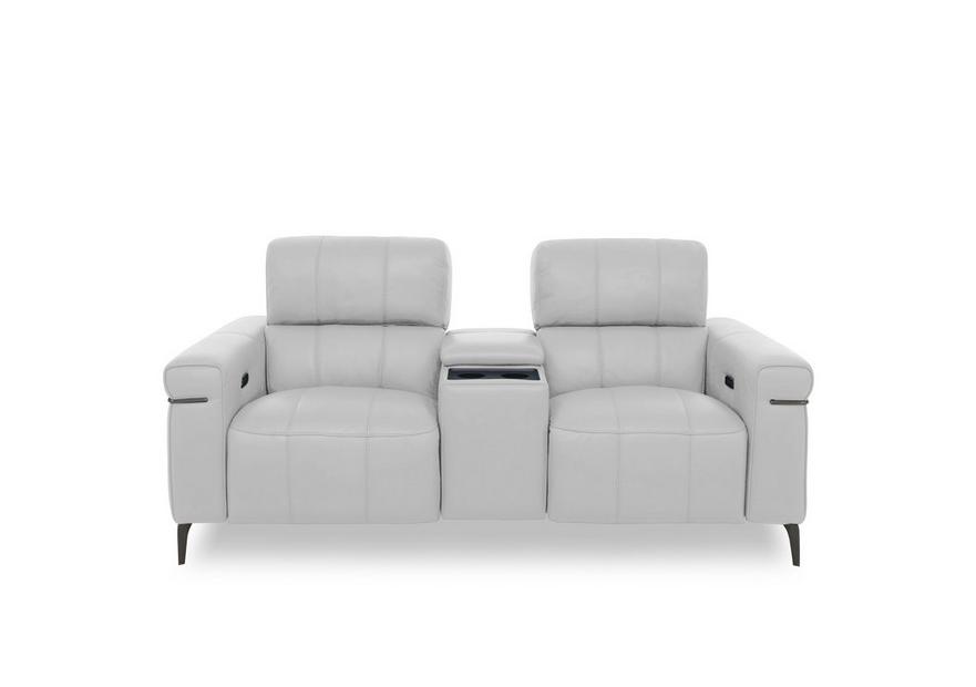 Homestage Leather 2 Seater Power Recliner Media Sofa with Console and ...