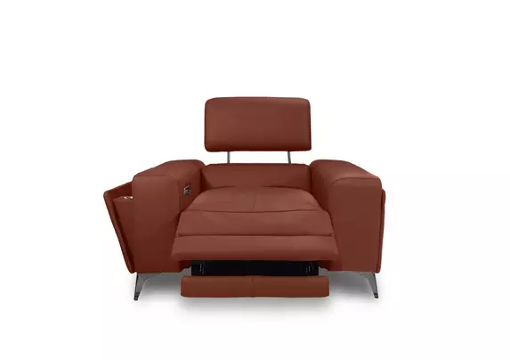 Action Leather Power Recliner Armchair with Power Storage Arm