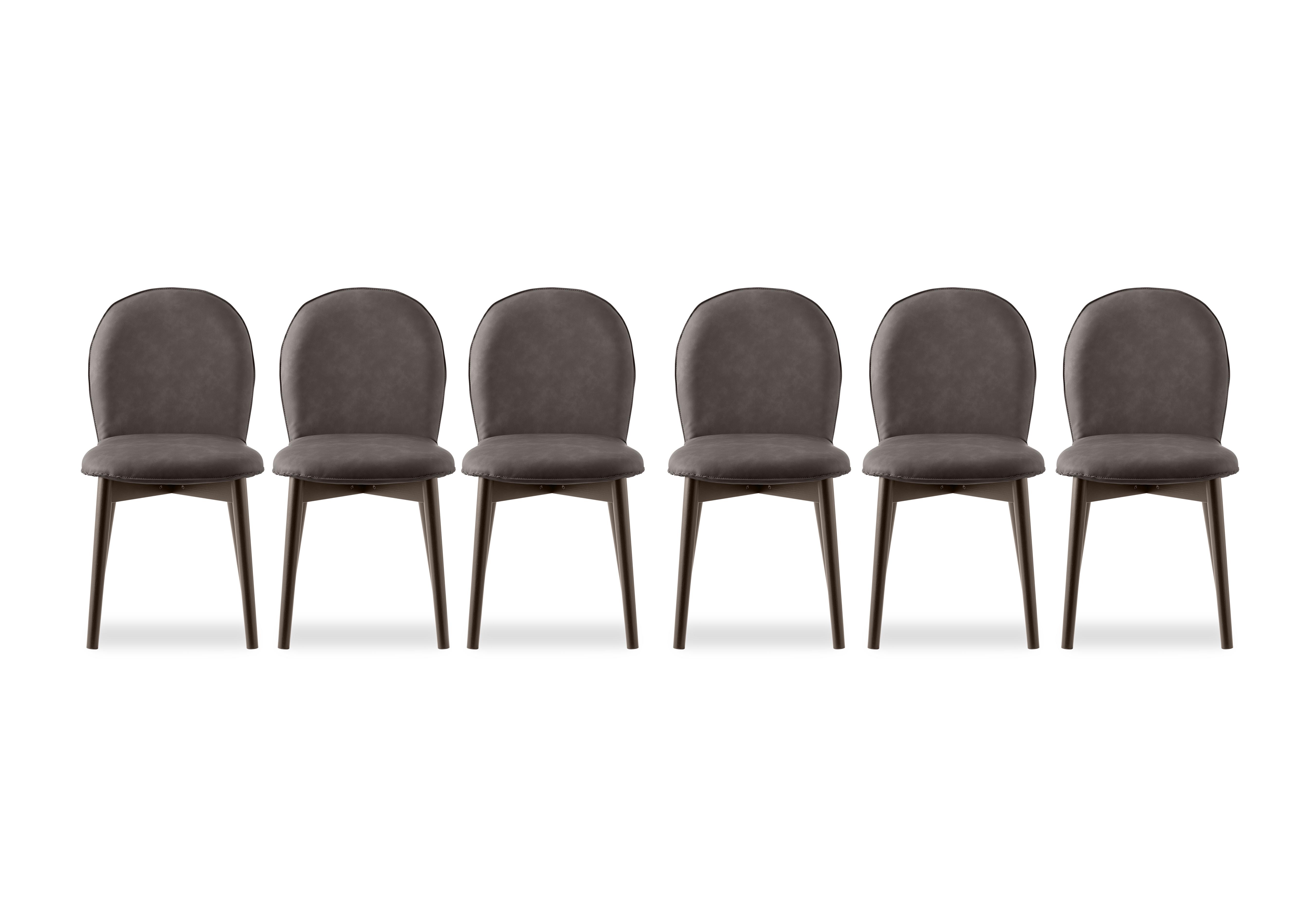 Riley Set of 6 Mid Smoke Wooden Leg Dining Chairs - Connubia ...